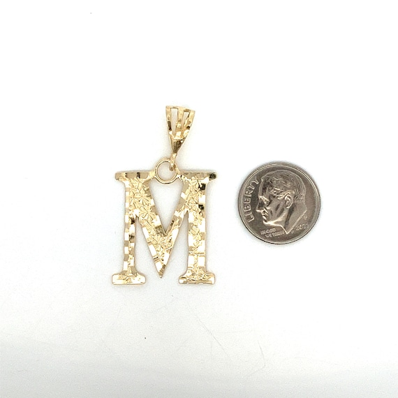 Vintage 10k Yellow Gold Letter M Initial Pendant - Di… - Gem