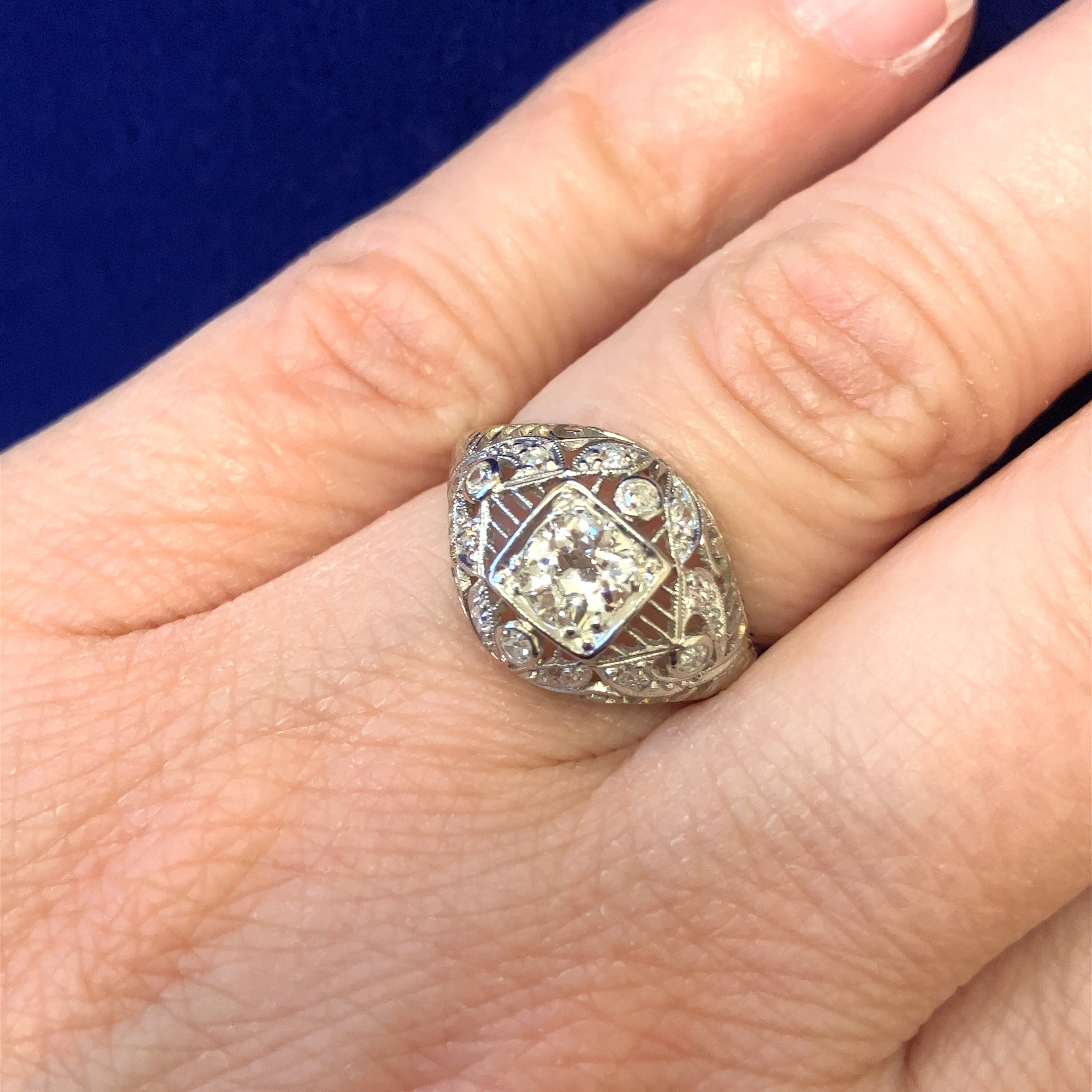 Antique Edwardian Platinum Round Old European Cut Diamond - Etsy