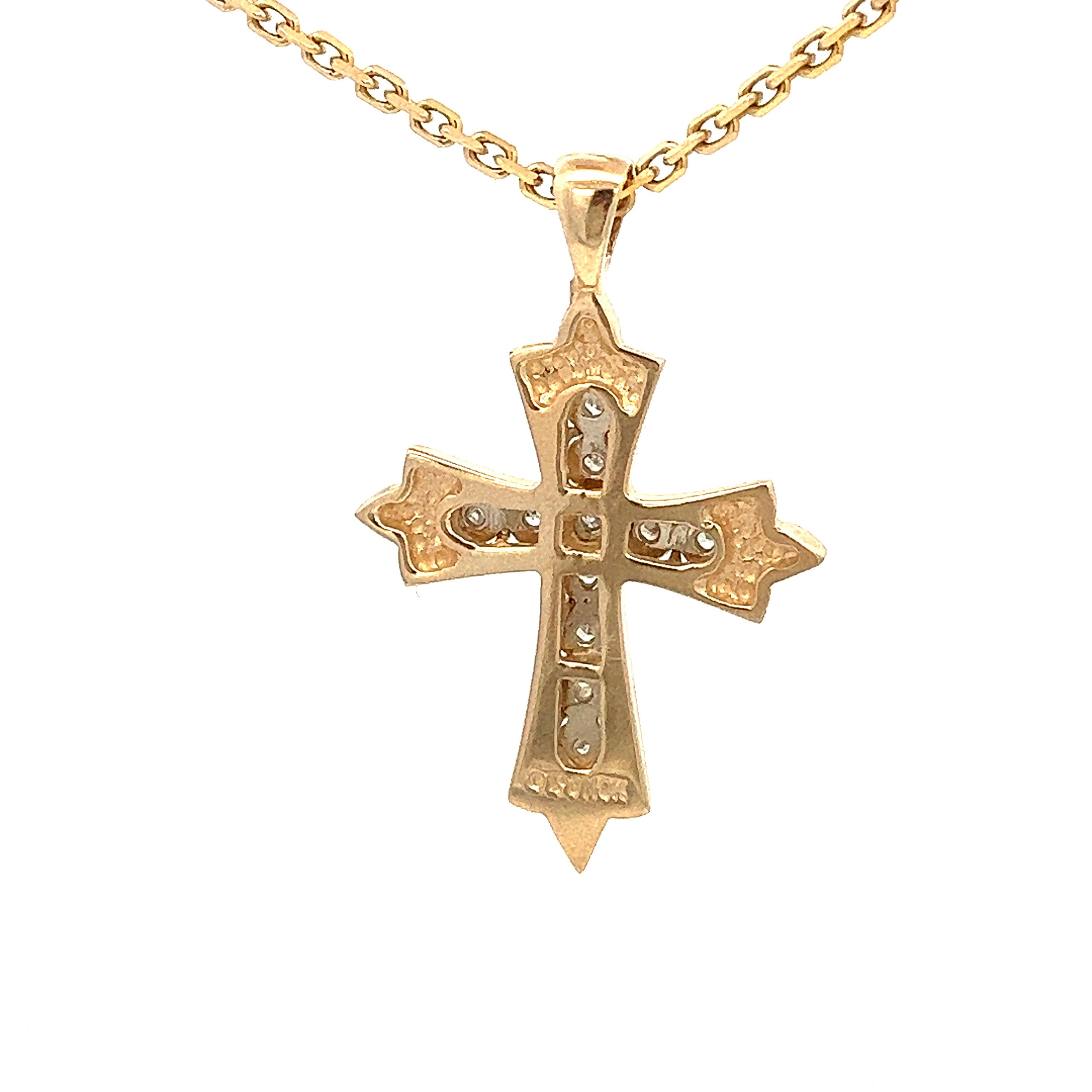 Diamond Cross Gold Pendant ~ 10k Yellow Gold and 11 Diamonds ~ Vintage ...