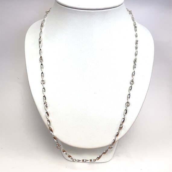 Long Twisted Bar Link Sterling Silver Chain - Handmad… - Gem