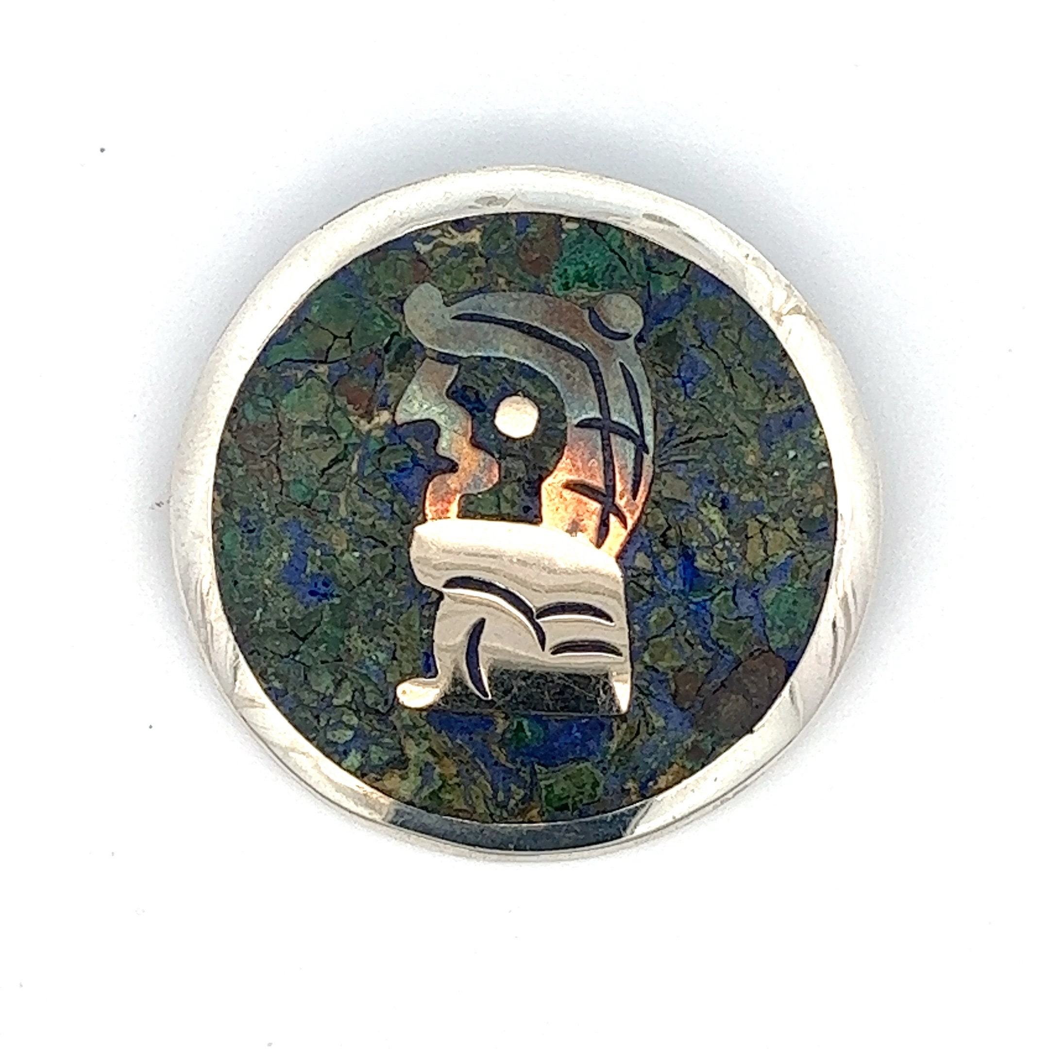 Vintage Taxco Sterling Silver Crushed Azurite Inlay Aztec - Etsy
