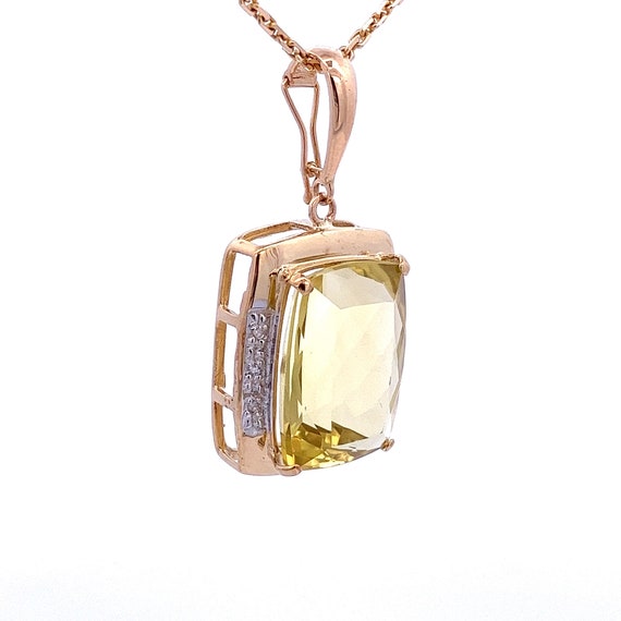 Large 14k Gold Lemon Quartz and Diamond~ Enhancer Pen… - Gem