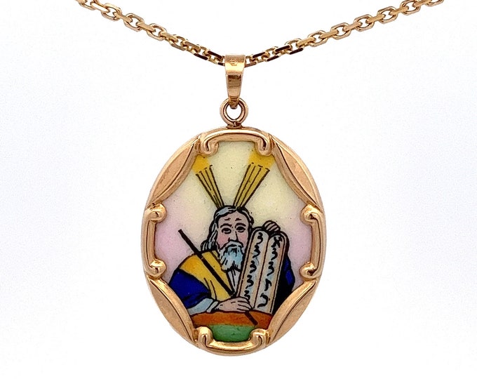Vintage Moses and the Ten Commandments -14k Yellow Gold Pendant ...