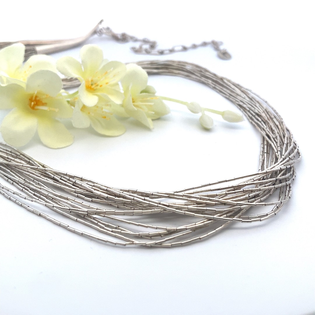 Vintage Southwest Navajo Liquid Silver 20 Strand Sterling Silver ...