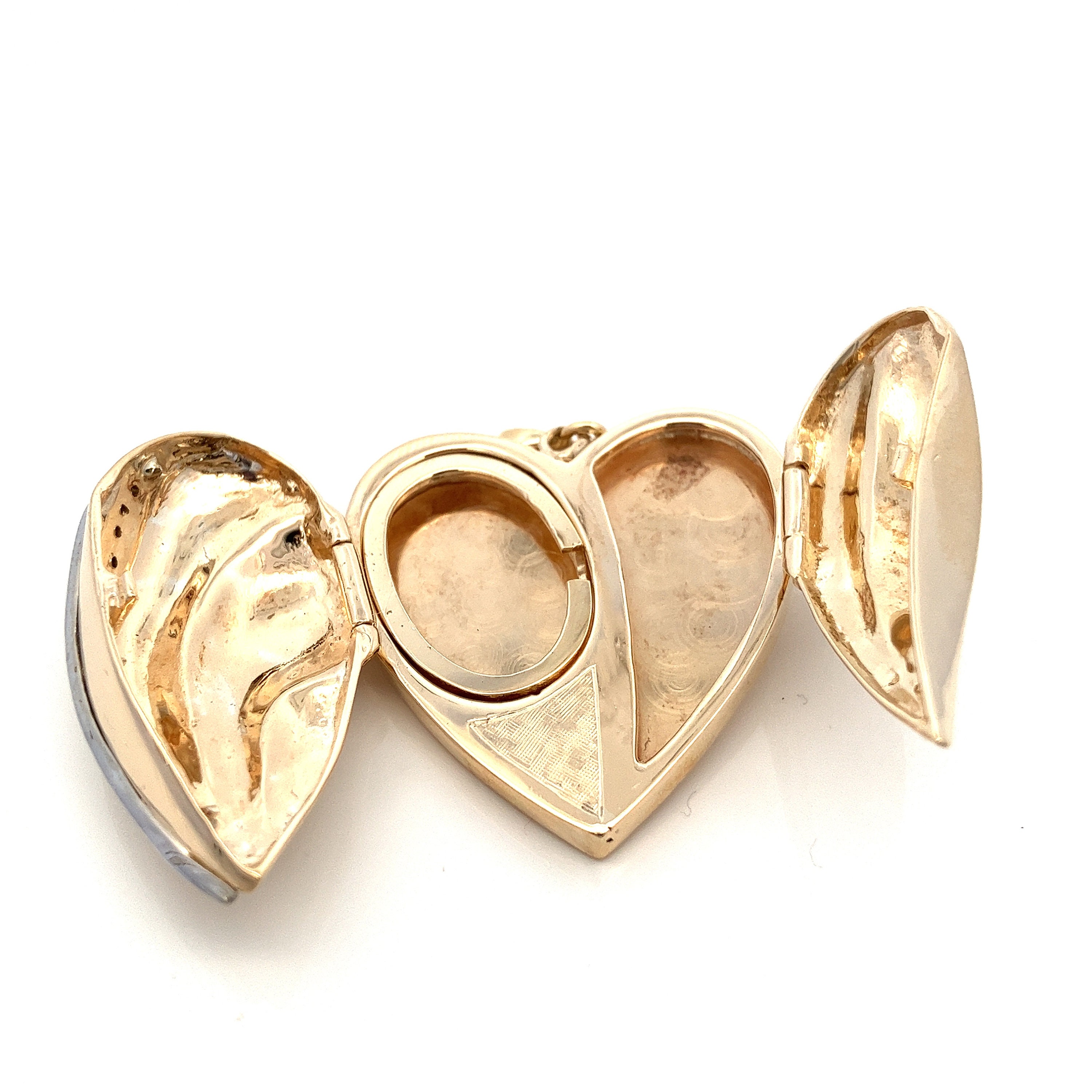 Large Heart Locket With Diamonds Solid 14k Yellow and White - Etsy