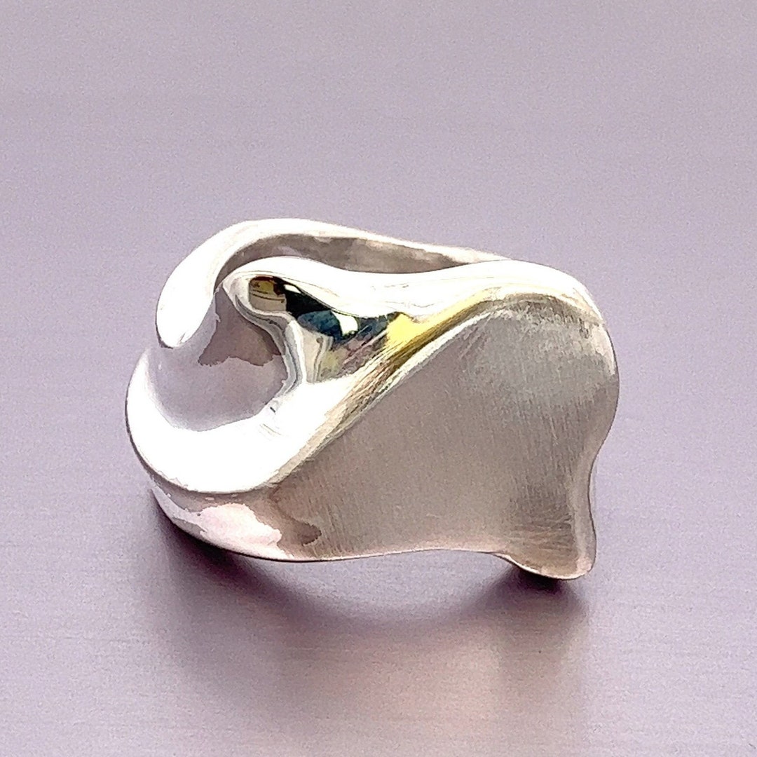 Modern Freeform Ring Sterling Silver 925 Band Ring Heavy & Chunky ...