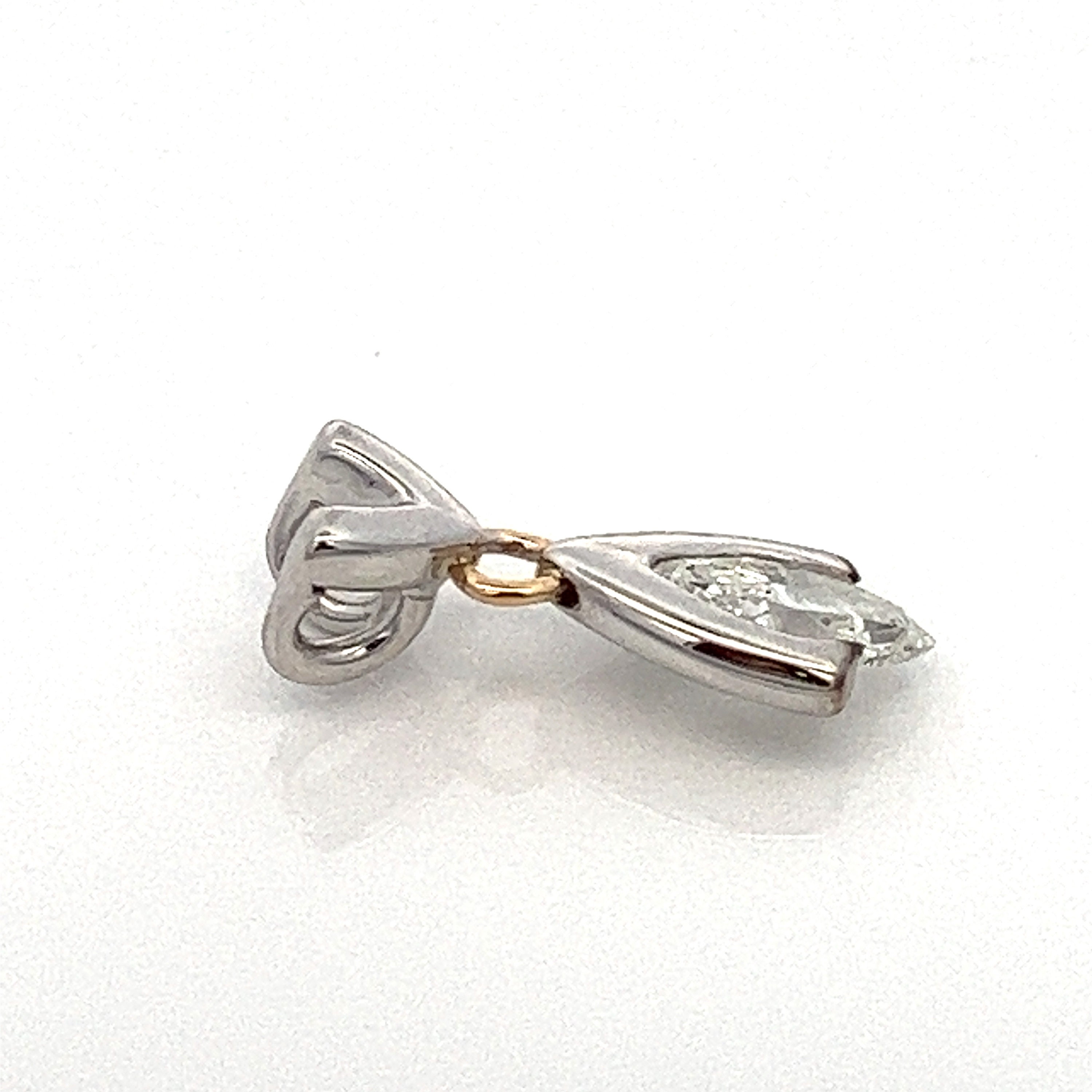 Beautiful .24 Carat Marquise Diamond Pendant Necklace, 14K White and Yellow Gold Two Toned ...