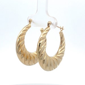 14k Yellow Gold Shrimp Hoops Snap Clasp Earrings- Fancy Polish ...