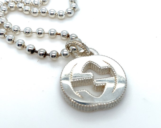 Authentic Gucci Sterling Silver Interlocking G Pendant Necklace ...