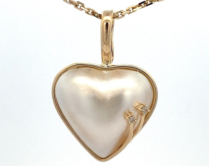 RARE - Heart Shaped Mabe Pearl and Diamond Enhancer Pendant ~ Vintage ...