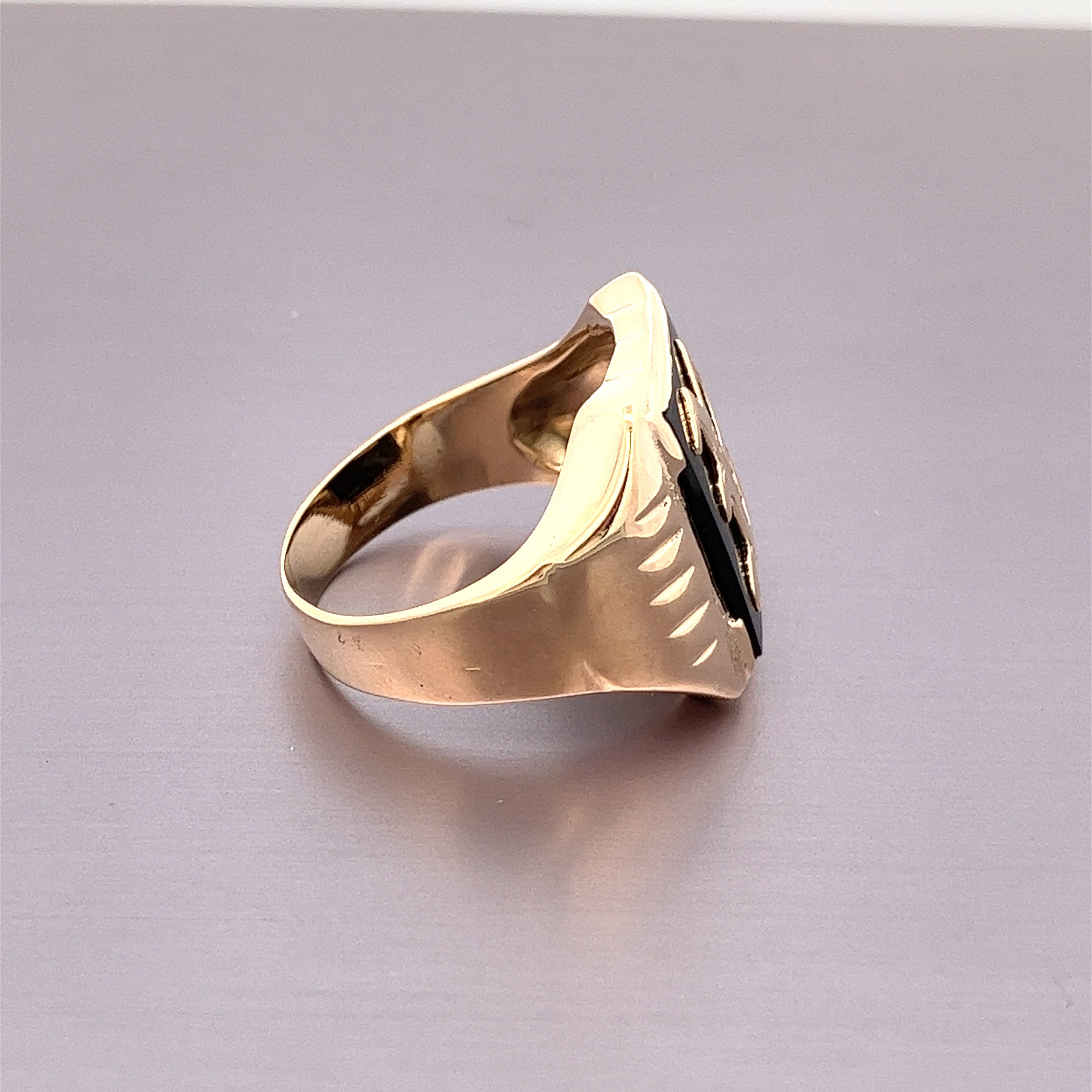 Men's Large Black Onyx Letter R Signet Ring 10K Yellow - Etsy