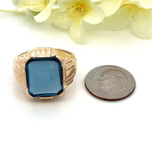 Men's Buff Top Sapphire Solid 10k Yellow Gold Ring Rectangular Cabochon ...
