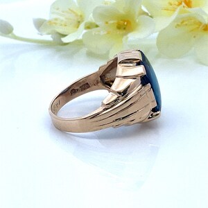 Men's Buff Top Sapphire Solid 10k Yellow Gold Ring Rectangular Cabochon ...