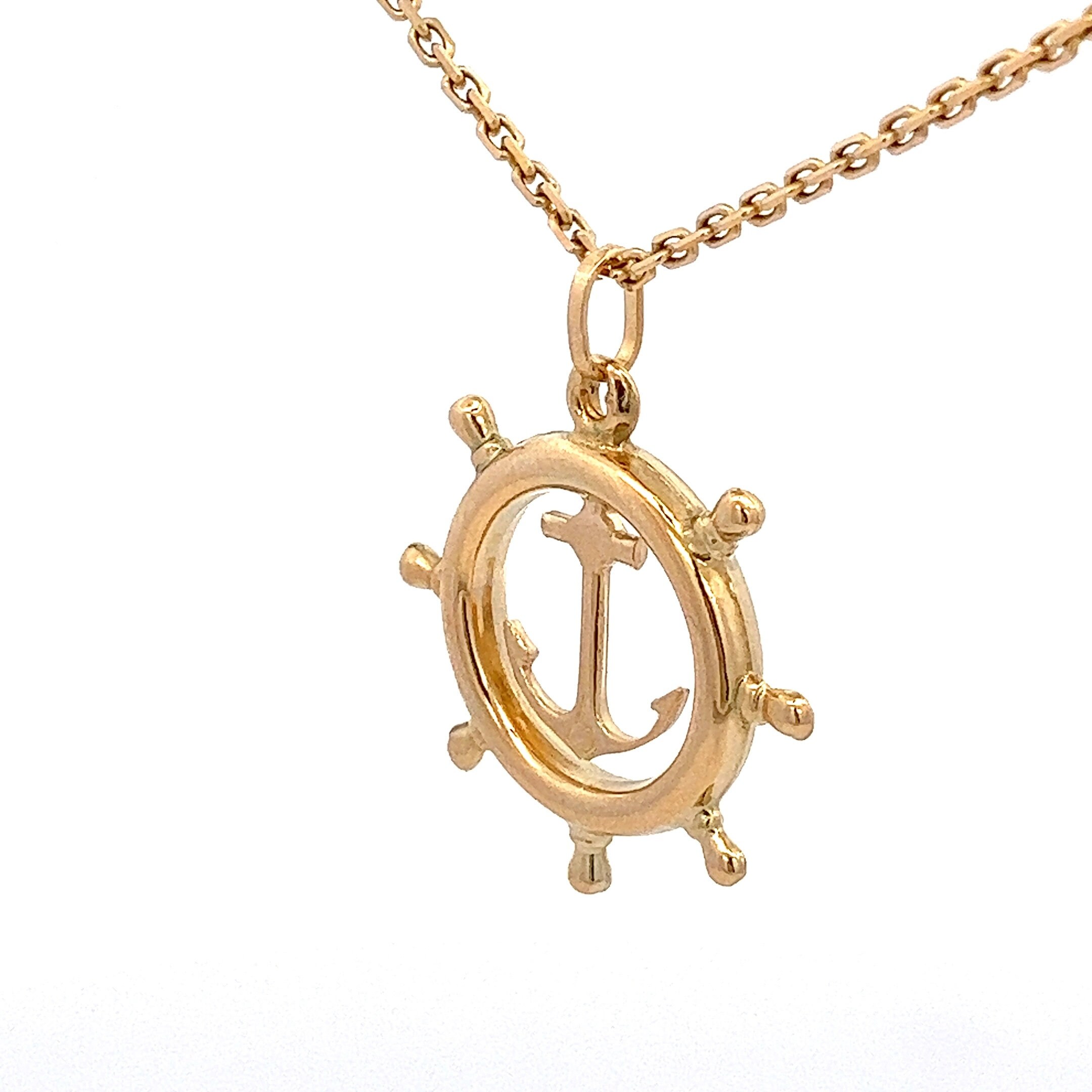 Vintage 18K Gold Anchor and Ships Wheel Charm Pendant 18k - Etsy