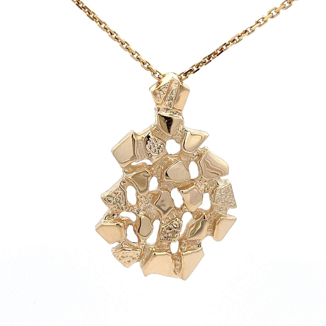 Vintage Large Solid 14k Yellow Gold Freeform Gold Nugget Charm, Pendant ...