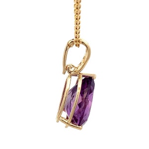 Pear Shaped Amethyst and Natural Diamonds 14k Yellow Gold Enhancer ...