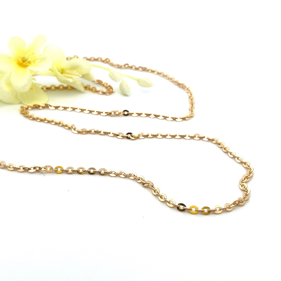 Long Solid 18K Yellow Gold 2mm Cable Chain Necklace ~ 24" Sparkly and ...