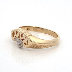 Diamond and 10k Yellow Gold Love Ring - Fashion or Promise Ring - Size ...