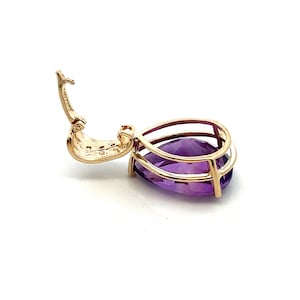 Pear Shaped Amethyst and Natural Diamonds 14k Yellow Gold Enhancer ...