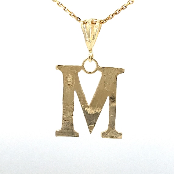Vintage 10k Yellow Gold Letter M Initial Pendant - Di… - Gem
