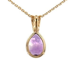 Pear Shaped Amethyst and Natural Diamonds 14k Yellow Gold Enhancer ...