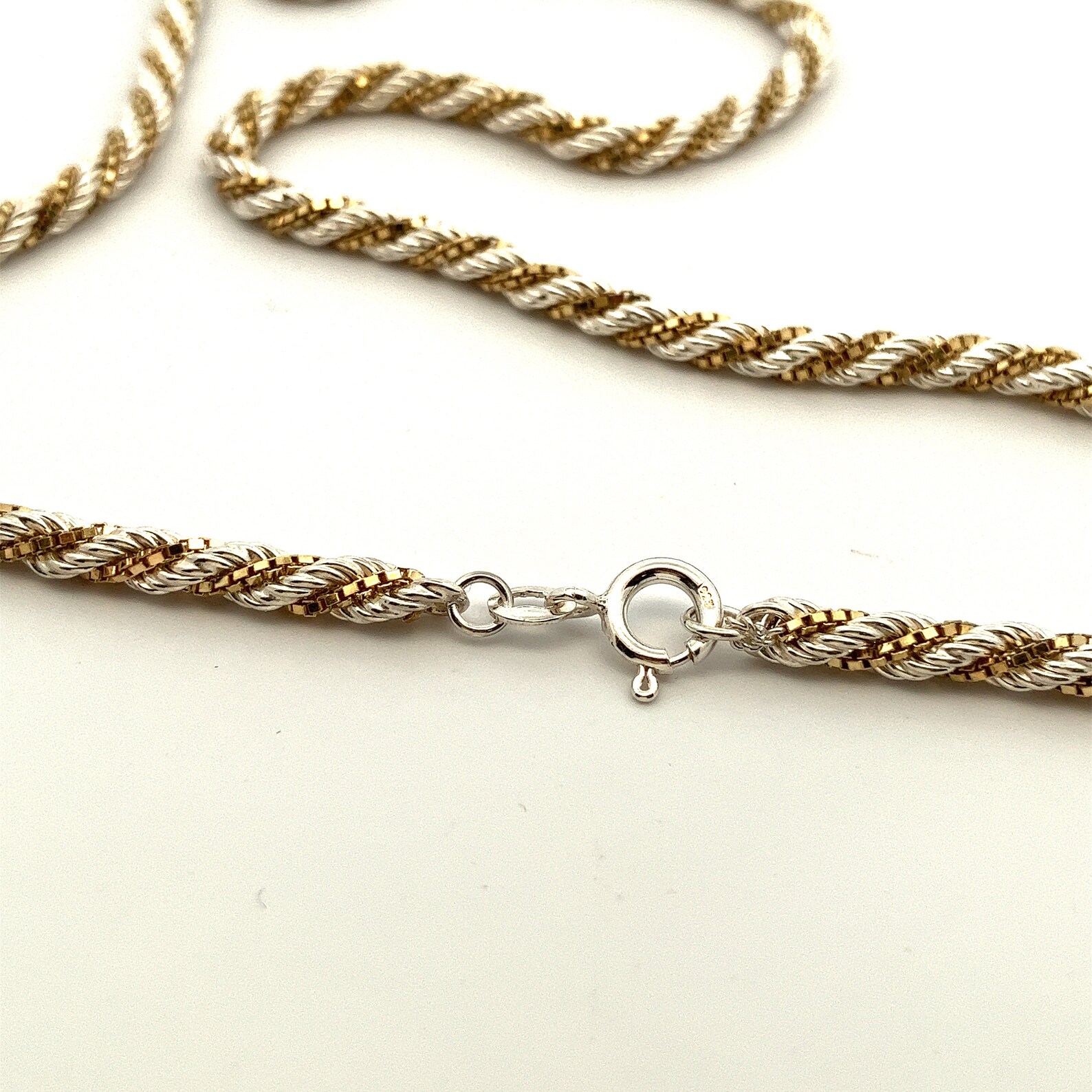 Two Toned Sterling Silver 30 Rope Chain With Twisted Box - Etsy