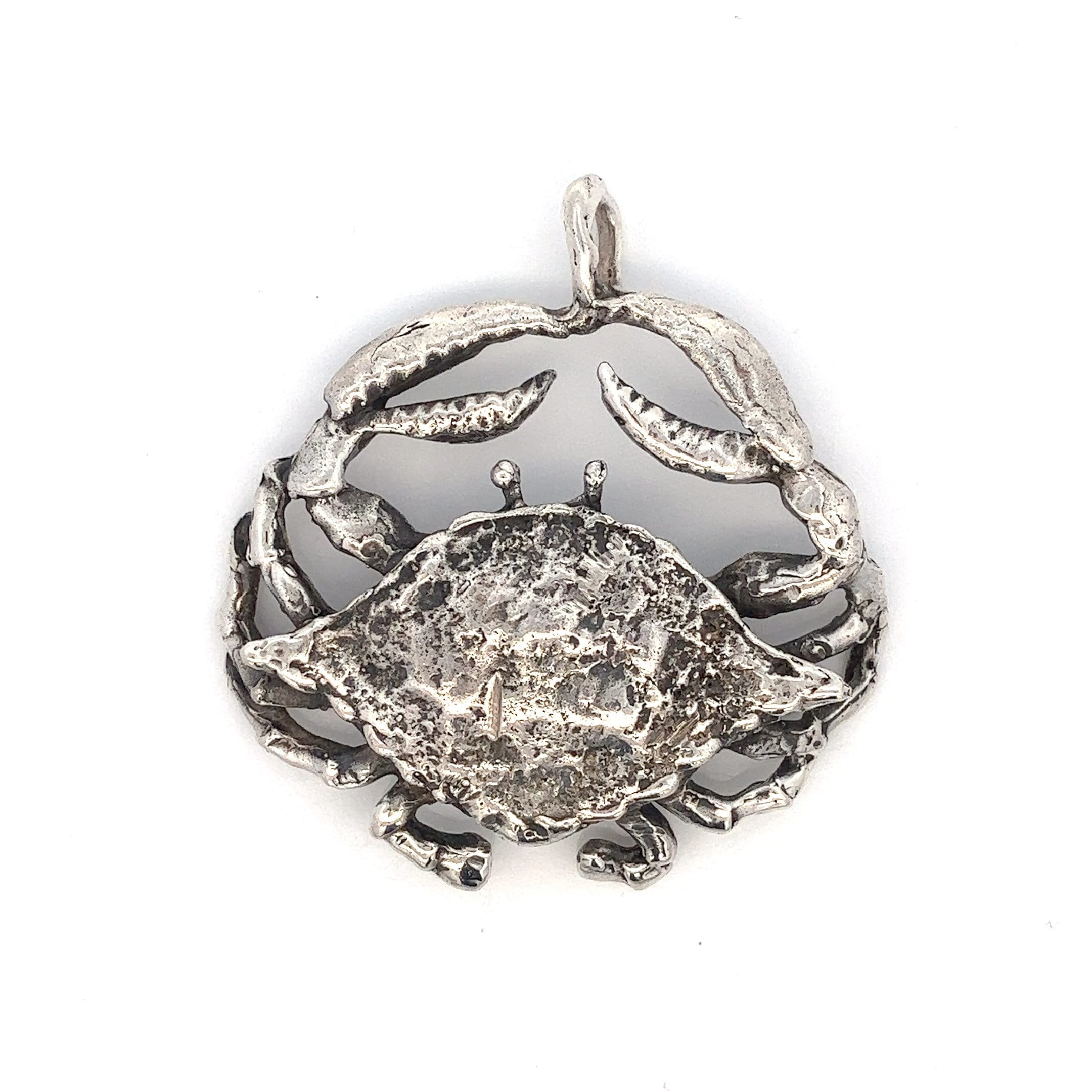 Extra Large Hand Crafted Sterling Silver Crab Pendant / Charm Sealife ...