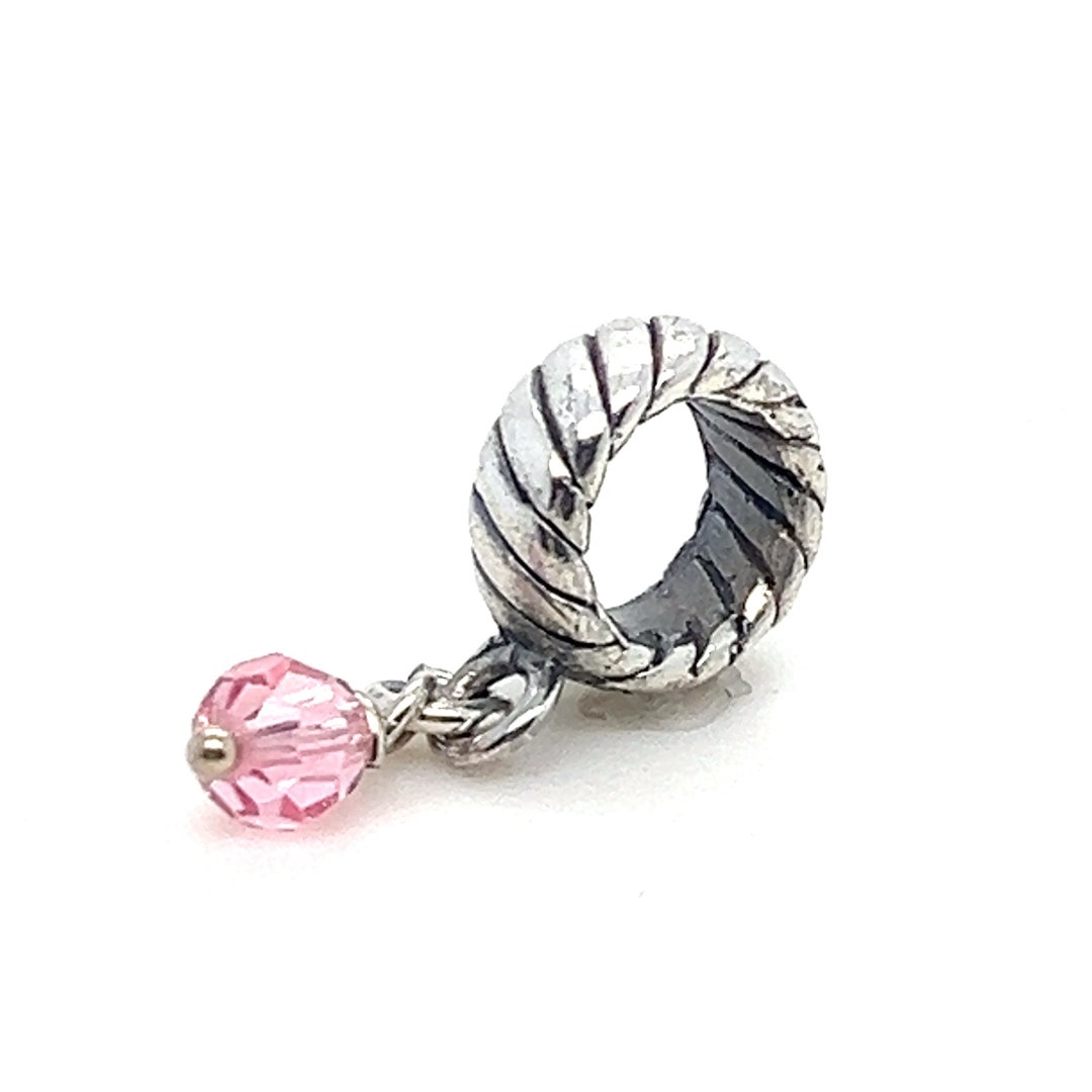 Sterling Silver Pink October Birthstone Twisted Dangle Bead Charm for ...