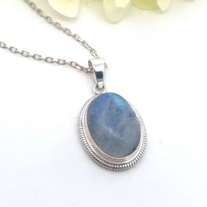 Large Rainbow Moonstone Sterling Silver 925 Pendant Charm - Oval ...