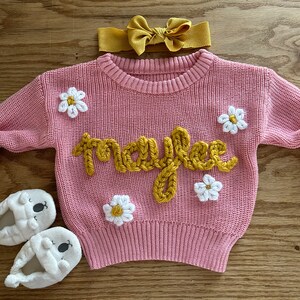 Personalized Chunky Knit Hand Embroidery Baby Name Sweater / - Etsy