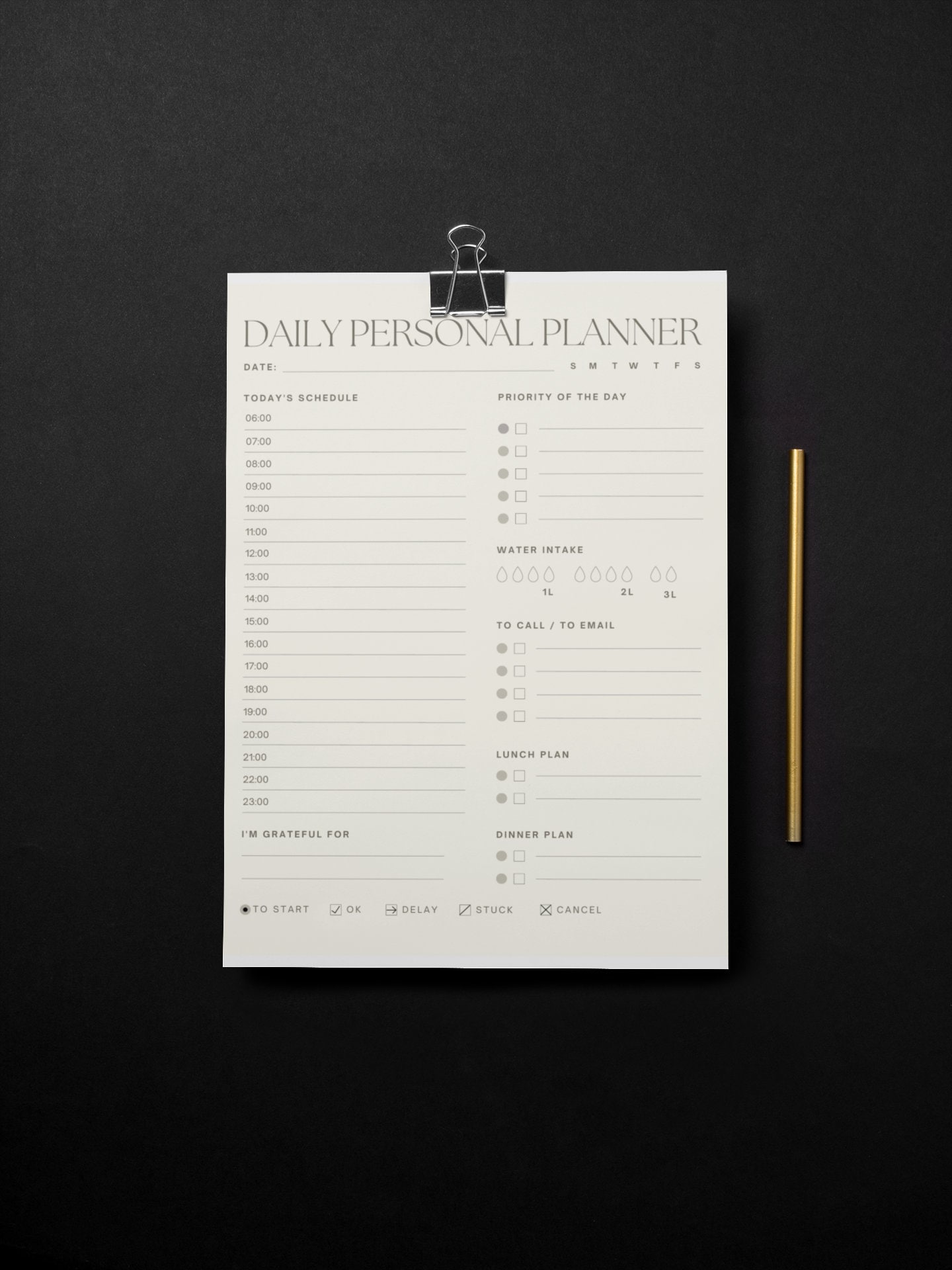 Daily Personal Planner Printable Instant Download Minimal - Etsy