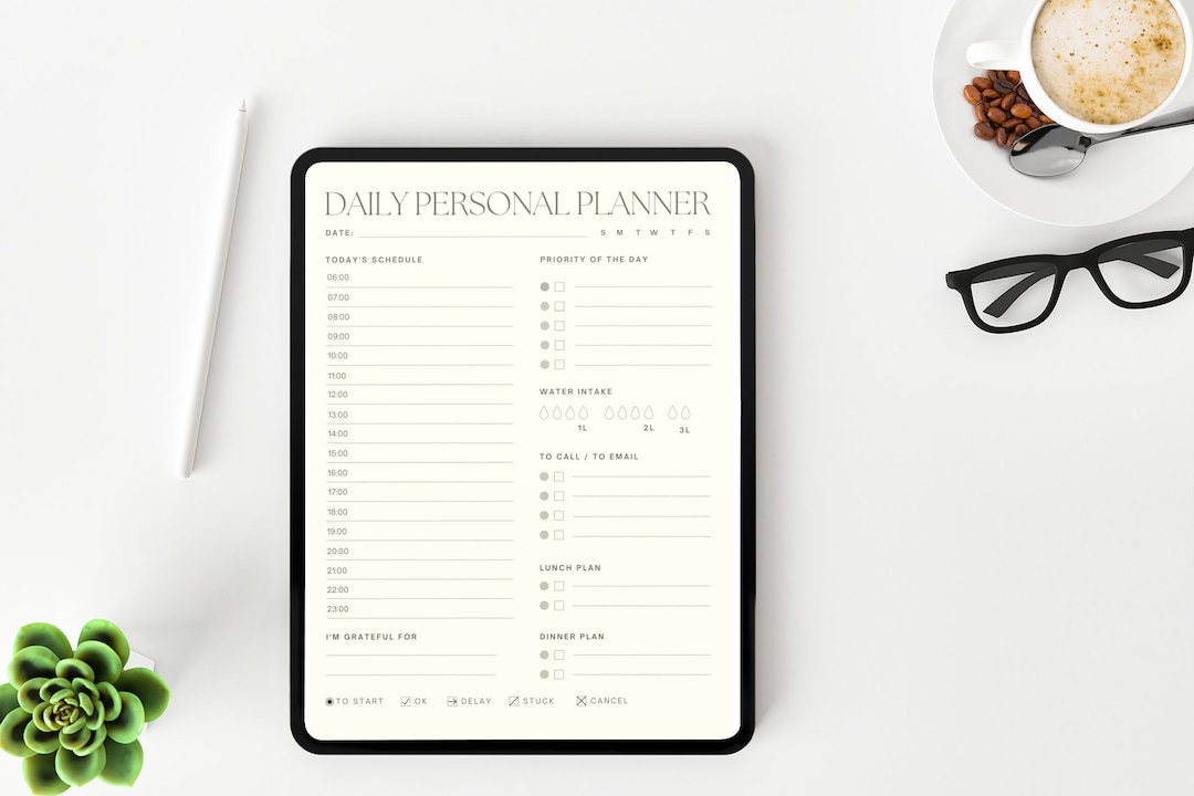 Daily Personal Planner Printable, Instant Download, Minimal ...
