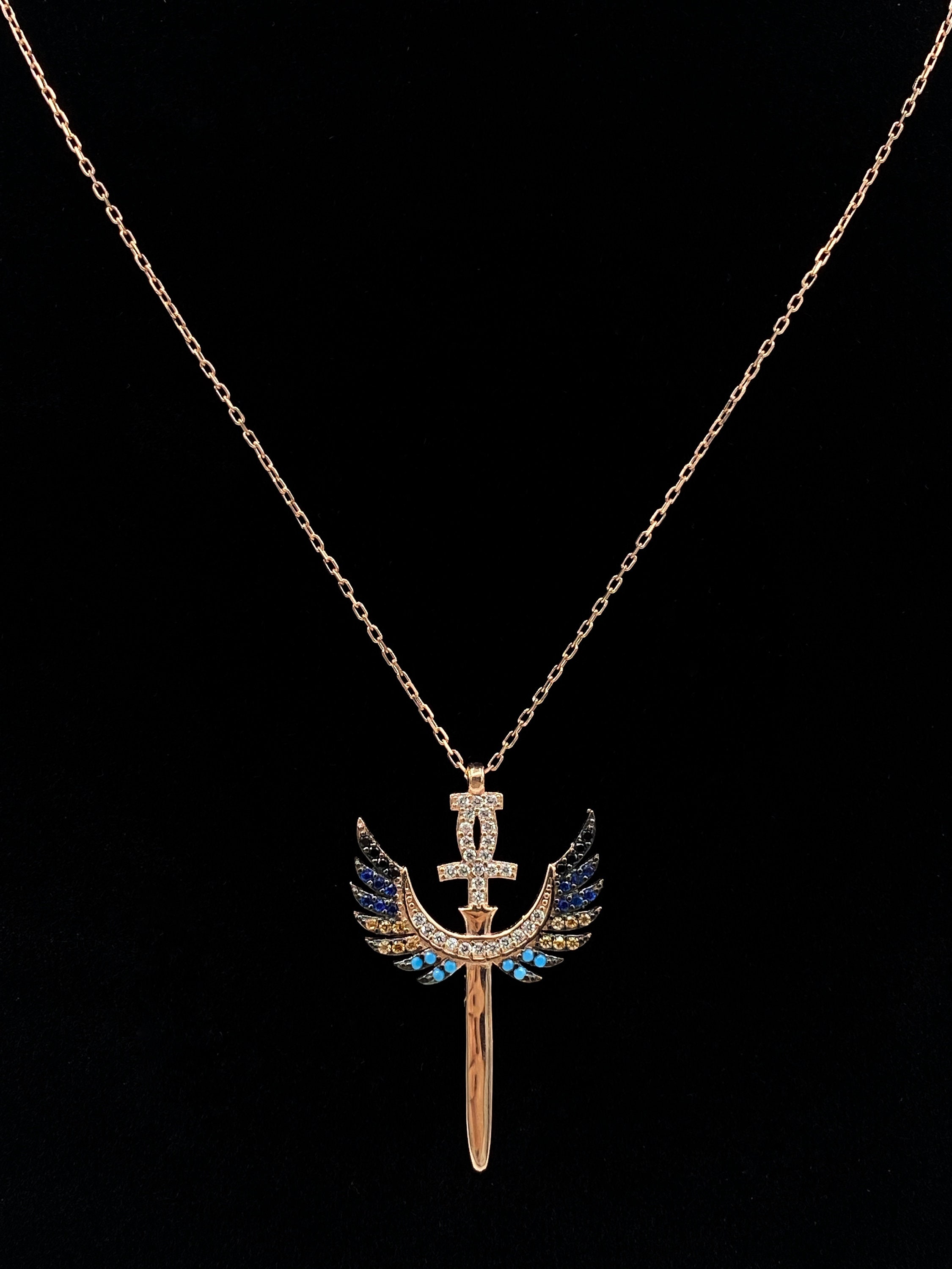 St. Michael Sword Necklace, Archangel Protection Pendant, Stainless ...
