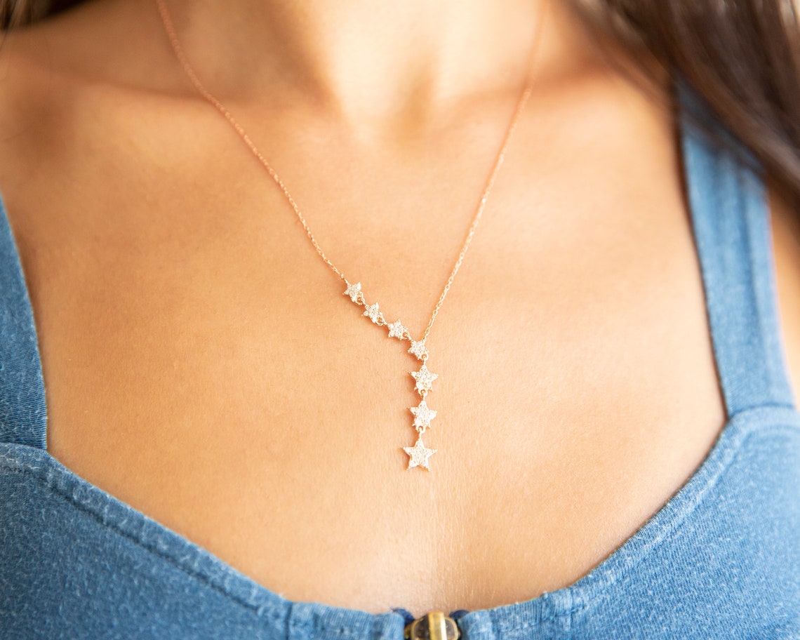 Tiny Seven Star Necklaces, Seven Floating Stars Necklace, Seven Gliding ...