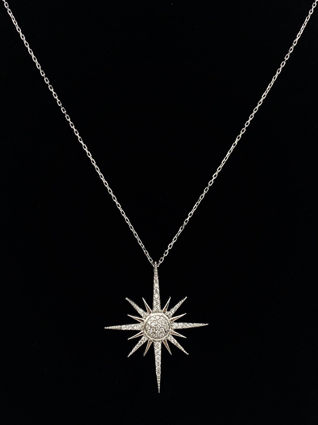 North Star Necklace, 925 Sterling Silver, Celestial Necklace, Engraved ...