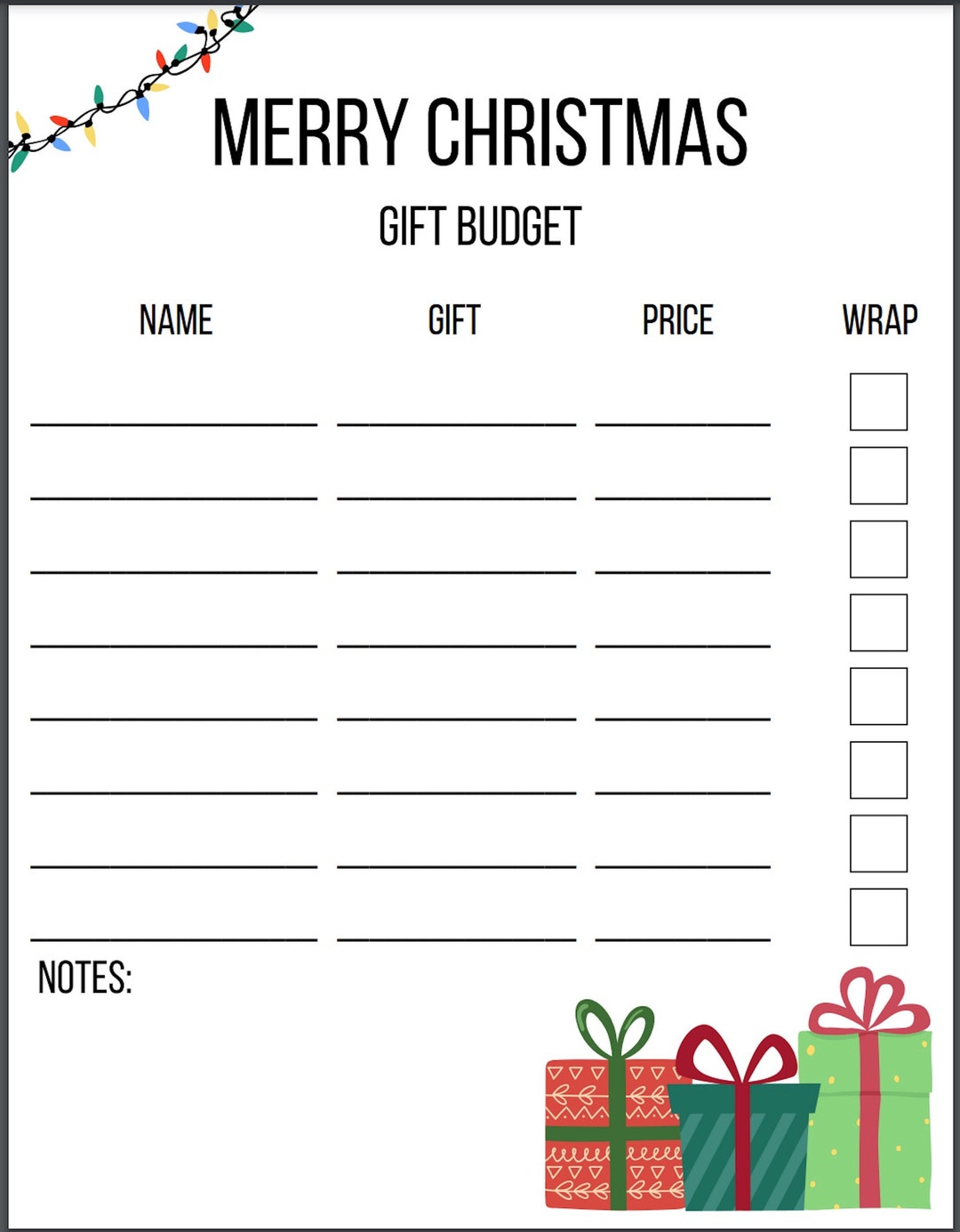 Printable Christmas Budget | Download | Gift Planner | PDF File | - Etsy