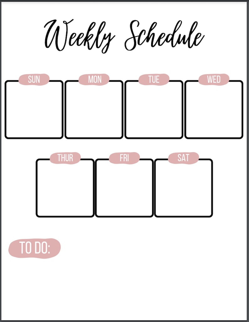 Printable Weekly Schedule | Download | Time Planner | PDF File | - Etsy
