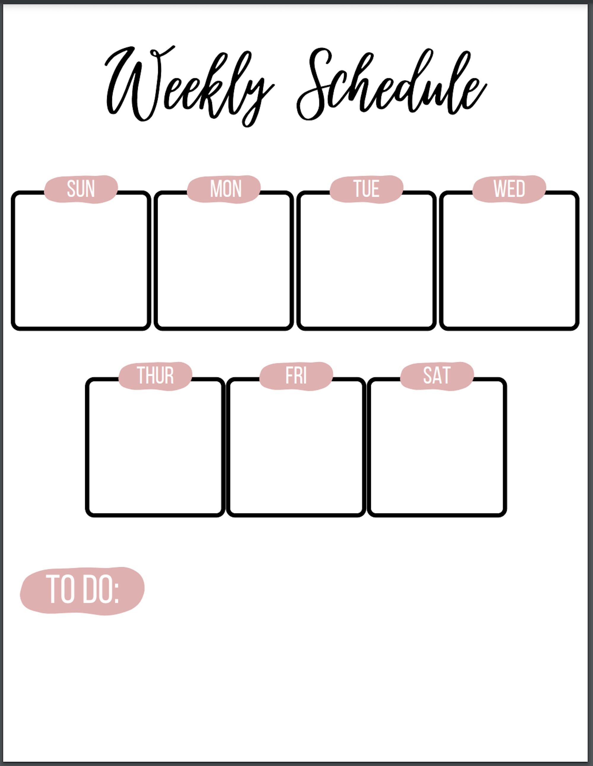 Printable Weekly Schedule | Download | Time Planner | PDF File | - Etsy