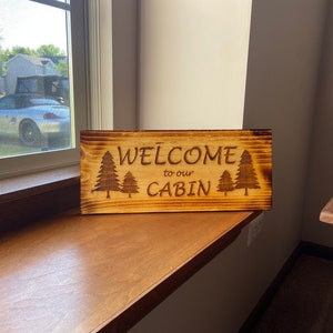 Welcome to Our Cabin - Burnt Sign (free Shipping) - Etsy