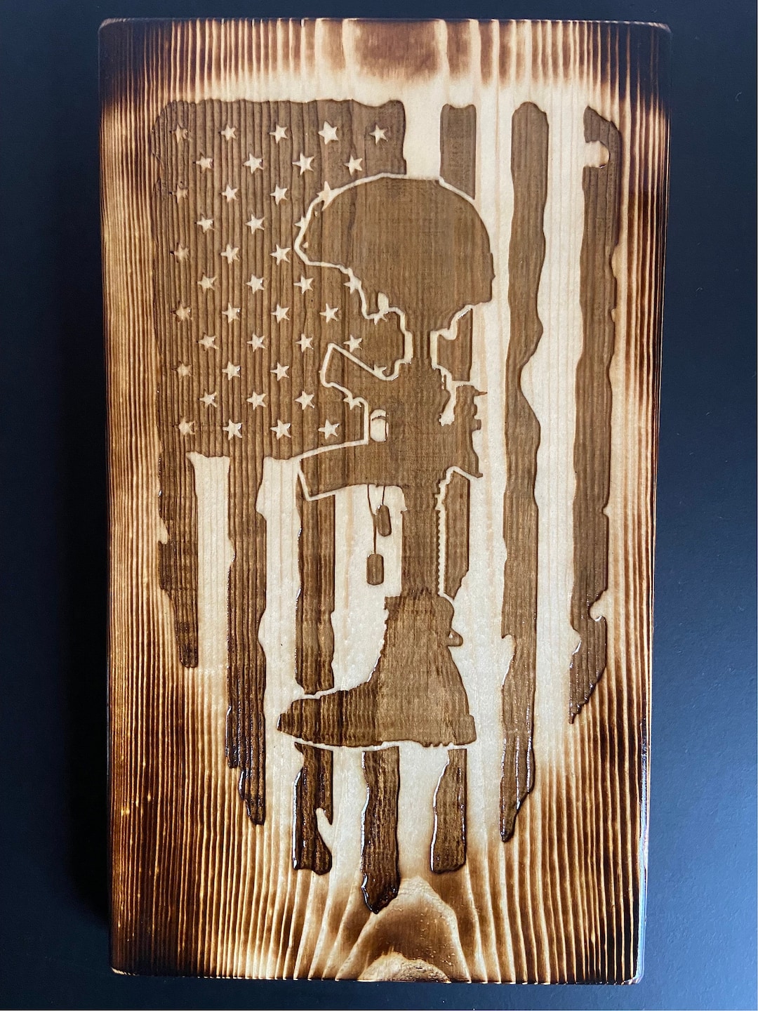 American Flag With Fallen Soldier Silhouette Sign (free Shipping) - Etsy