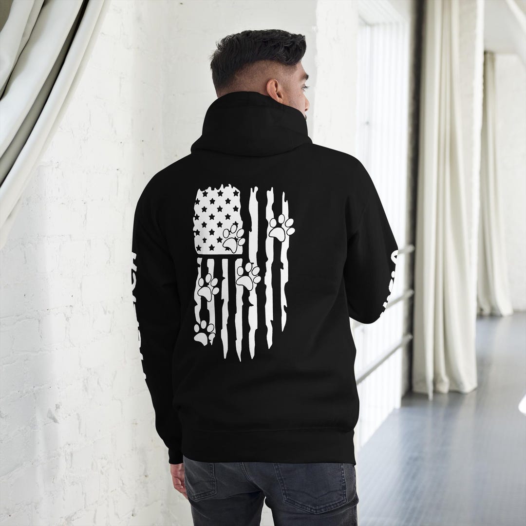 American Flag Hoodie With Paw Prints - Etsy