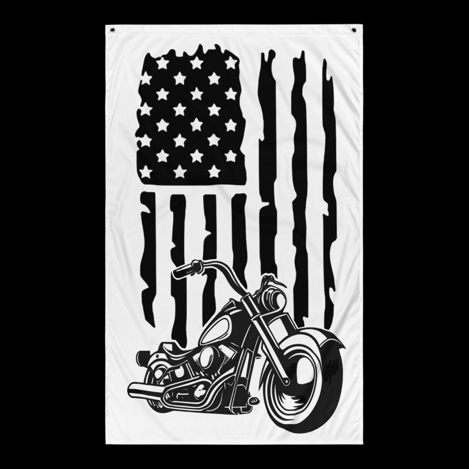 Unique Motorcycle Flag With Distressed American Flag Background - Show ...