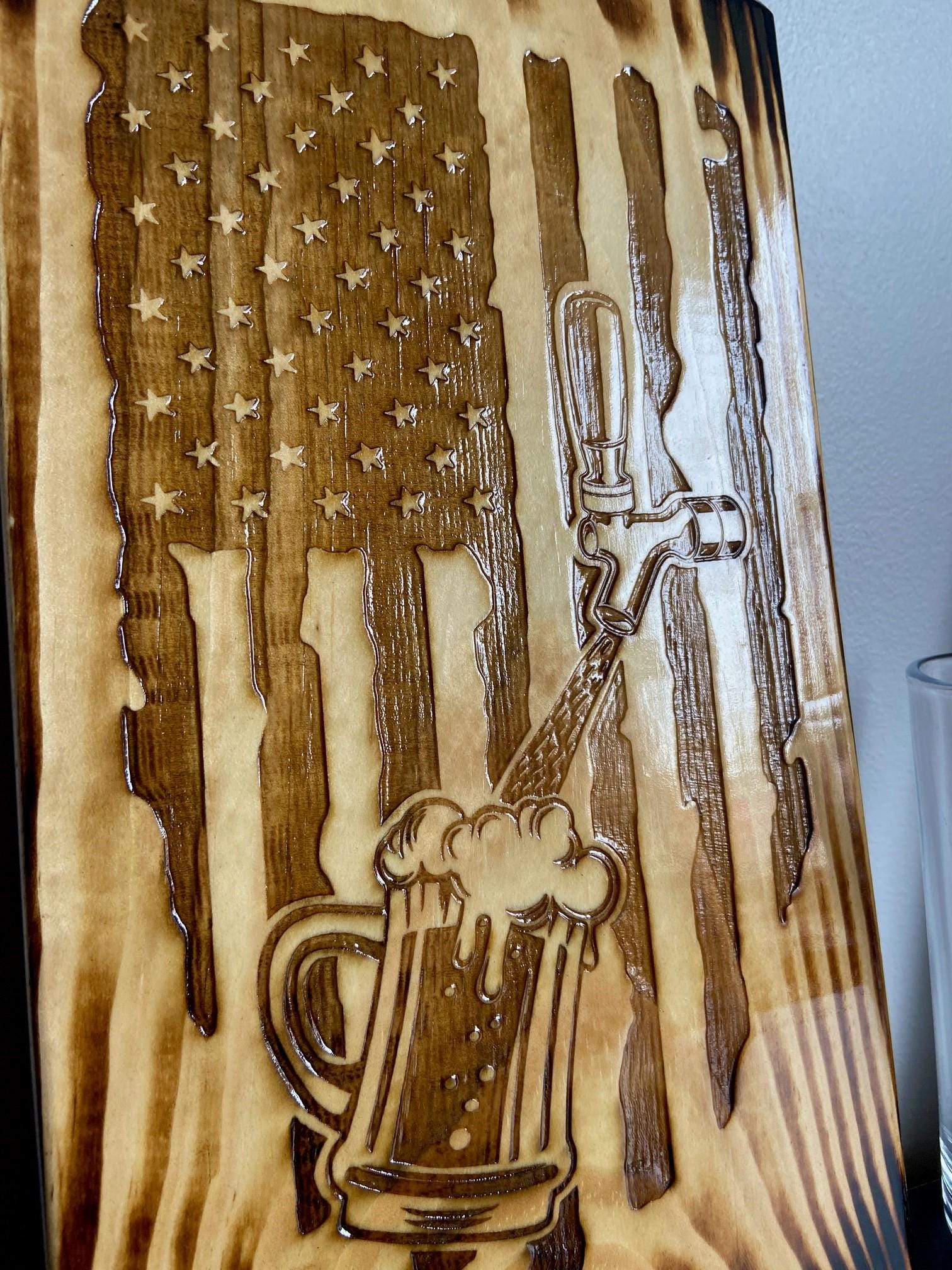 American Flag With Draft Beer Sign (free Shipping) - Patriotic Decor - Etsy