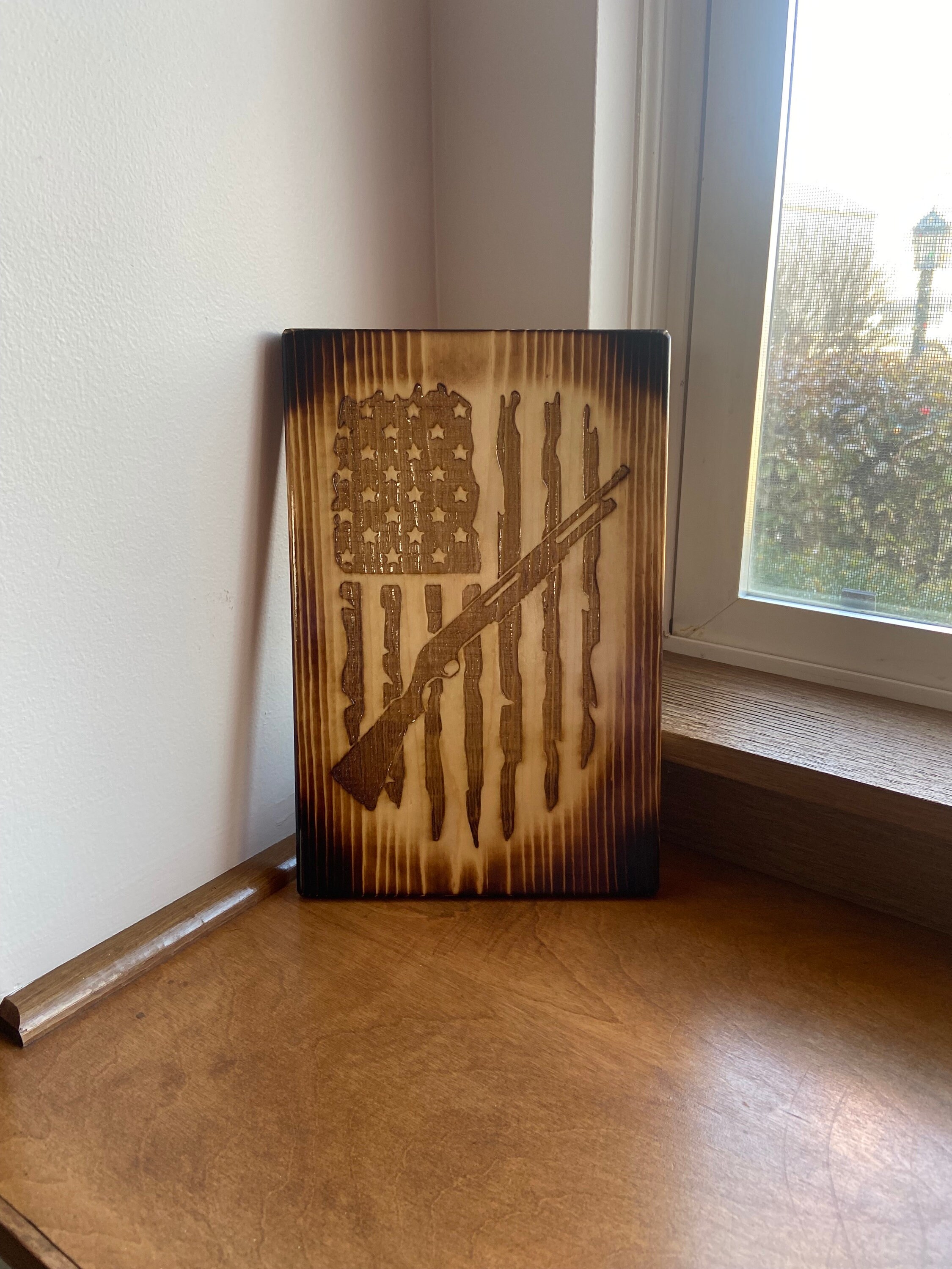 American Flag With Shotgun Sign (free Shipping) - Patriotic Sign ...
