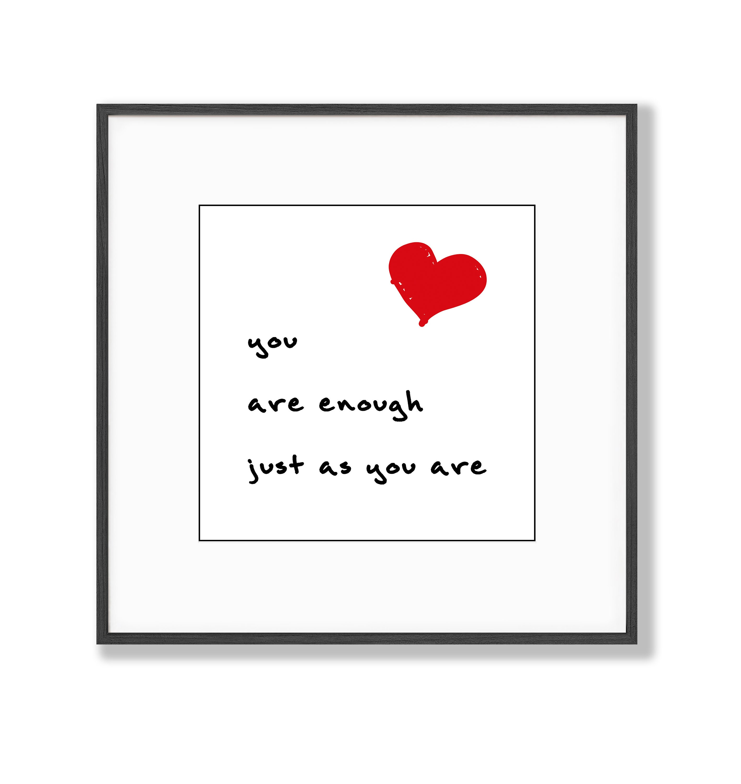 Positive Affirmation Printable Minimalist Red Heart Wall Art for Home ...