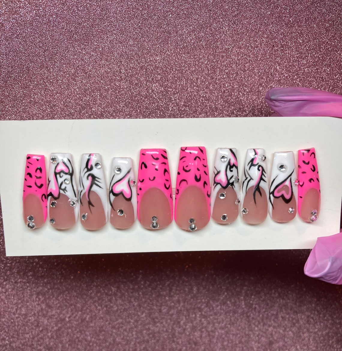 Y2k French Tip Press on Nails Handmade Fake Nails Glue - Etsy