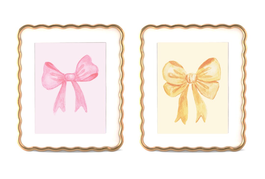 Two Watercolor Bow Digital Download Prints - Etsy