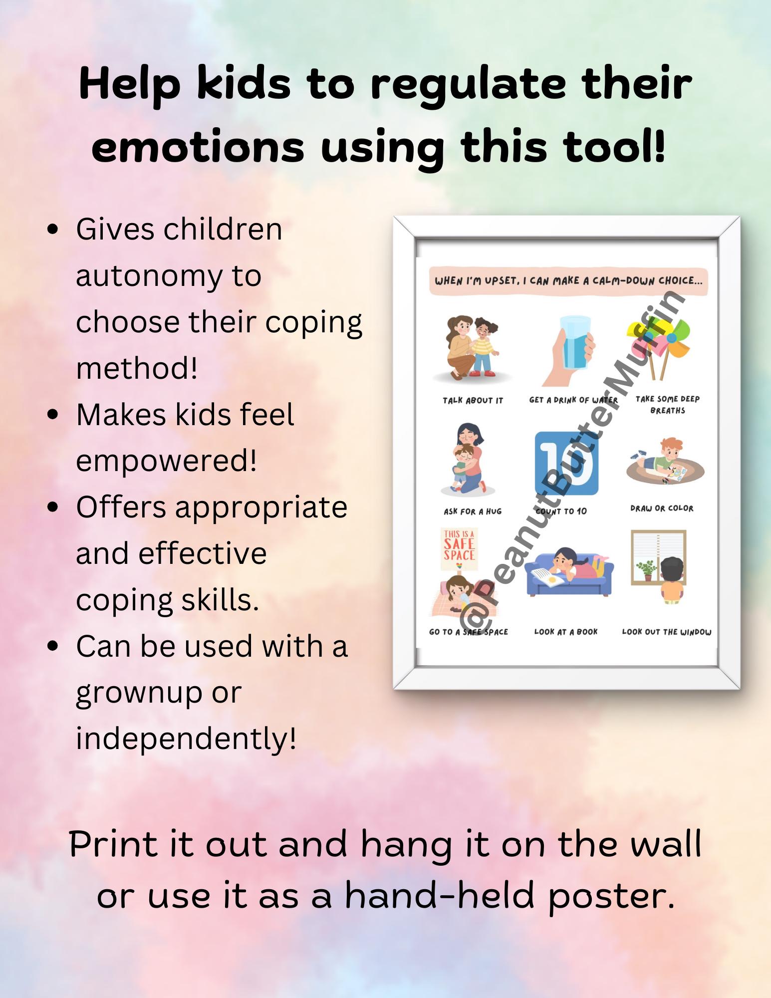 Calm-down Choices for Kids, Coping Skills Poster, Emotional Regulation ...