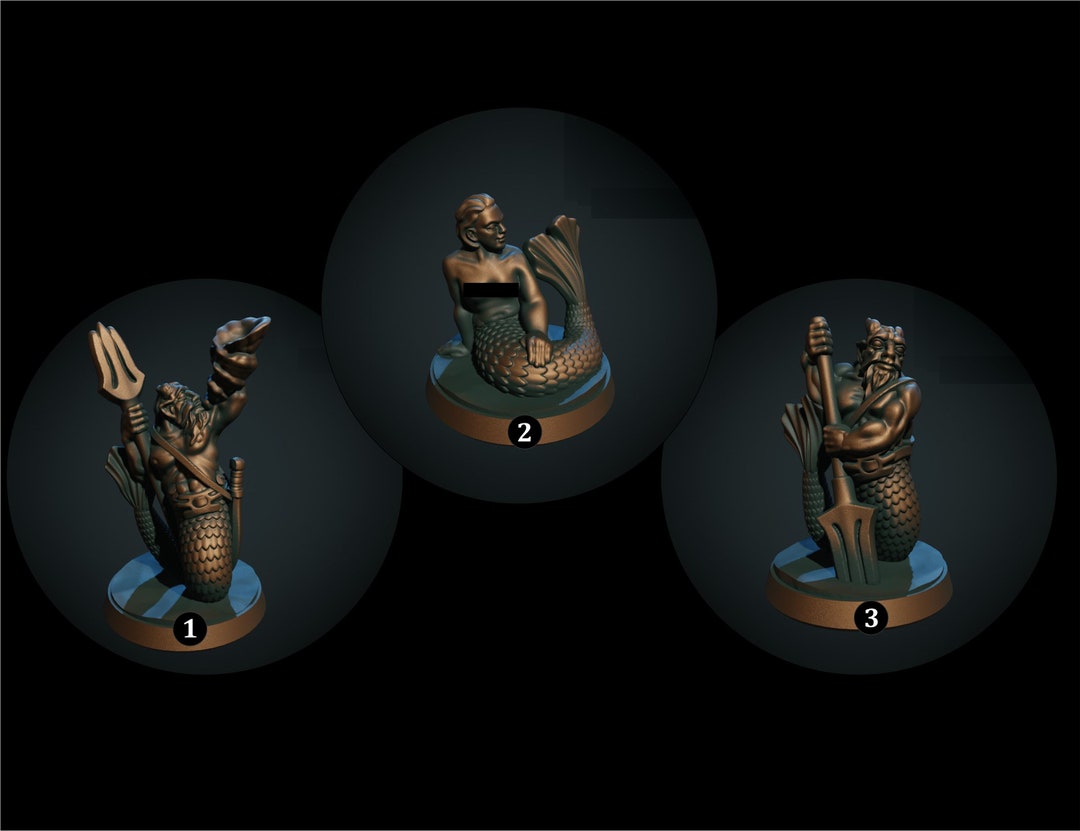 Merfolk Resin Singles or Set of 3 Dnd Pathfinder RPG Miniature - Etsy