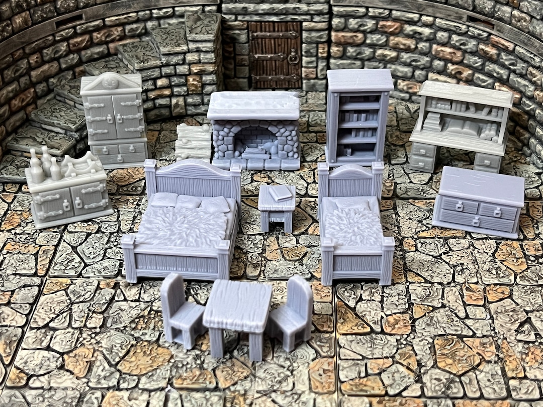 Inn / Bedroom Set 1 Dnd Pathfinder Separate Wall Dungeon Terrain Ruined ...